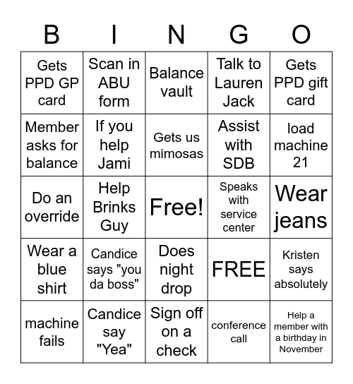 BOSS BINGO Card