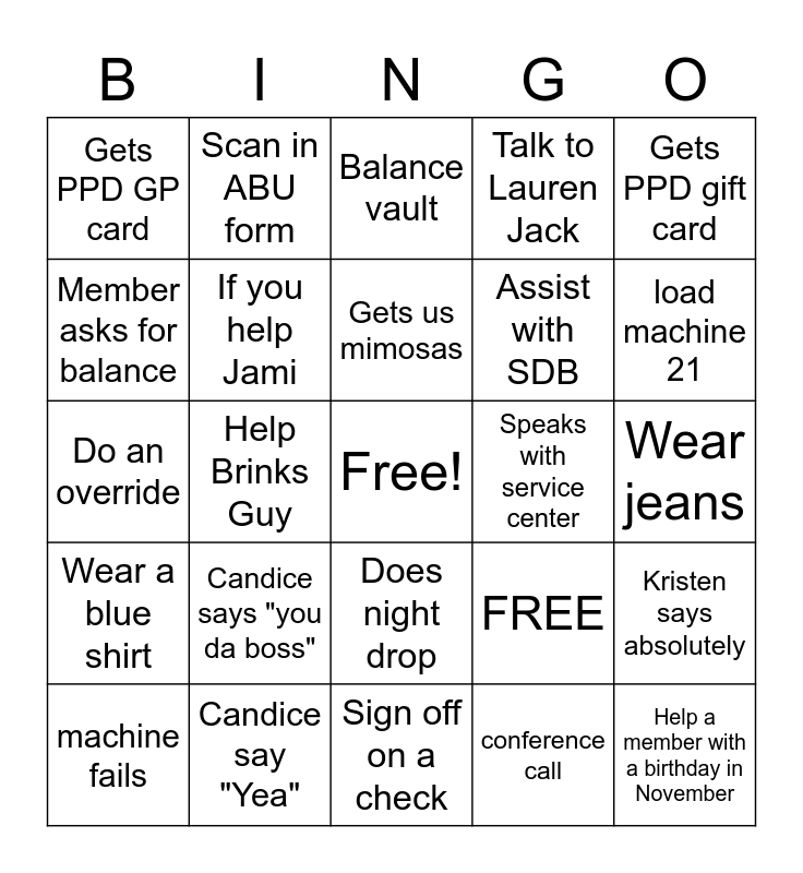 BOSS BINGO Card