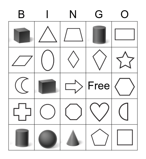 2D & 3D Shapes Bingo Card