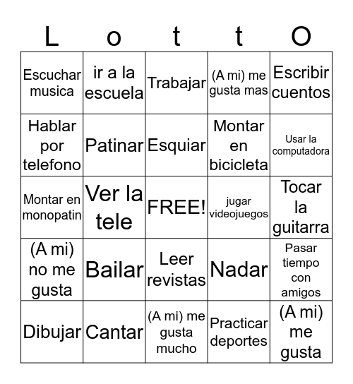 Realidades 1 Capitulo 1A Bingo Card