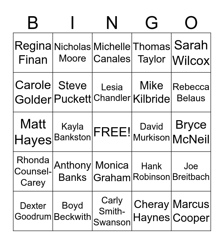 Who's Who Bingo Card