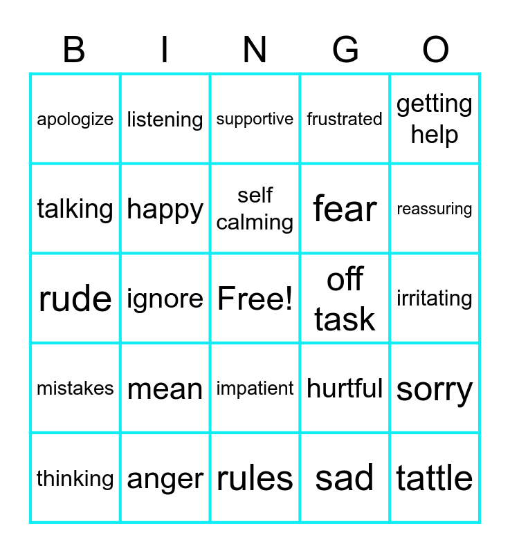 Behavior Bingo Card