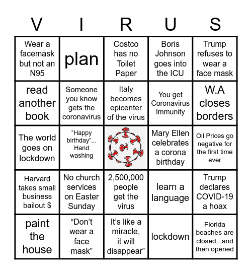 Coronavirus Bingo Card