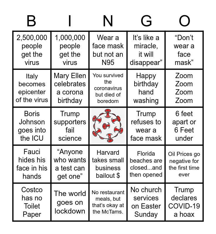 Coronavirus Bingo Card