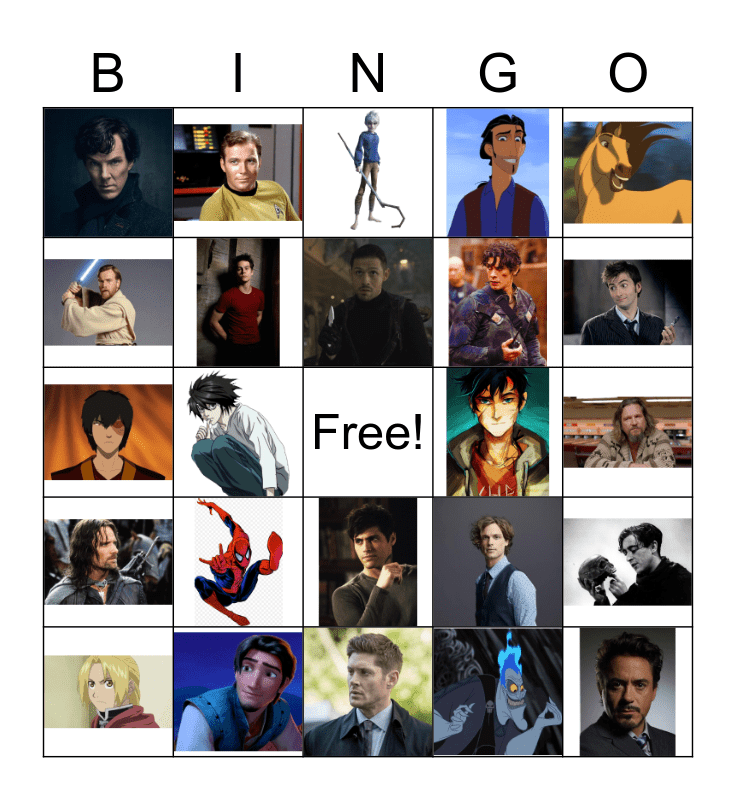 fav male characters Bingo Card