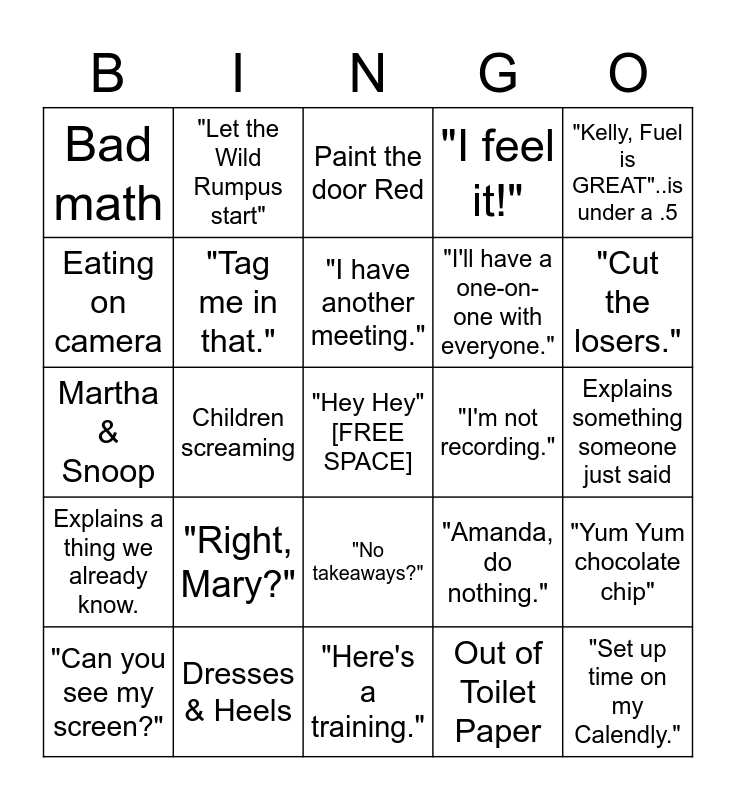 Modern Edge Bingo Card