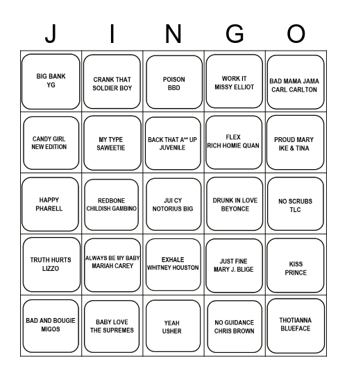 JINGO Bingo Card