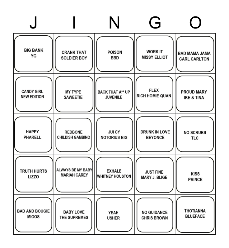 JINGO Bingo Card