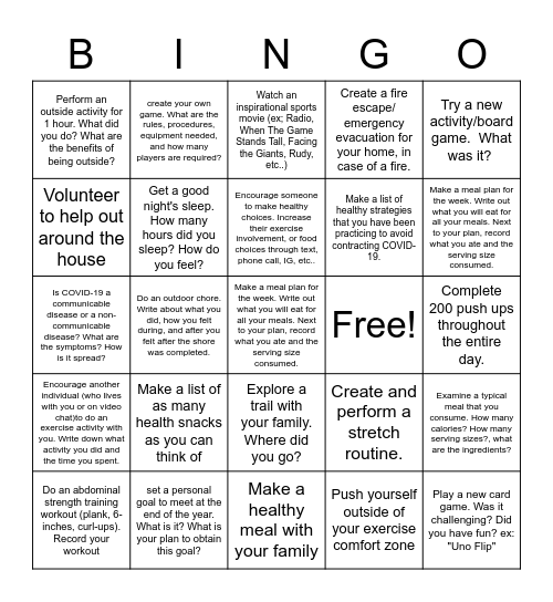 Health and Wellness Bingo With Kimora Bingo Card