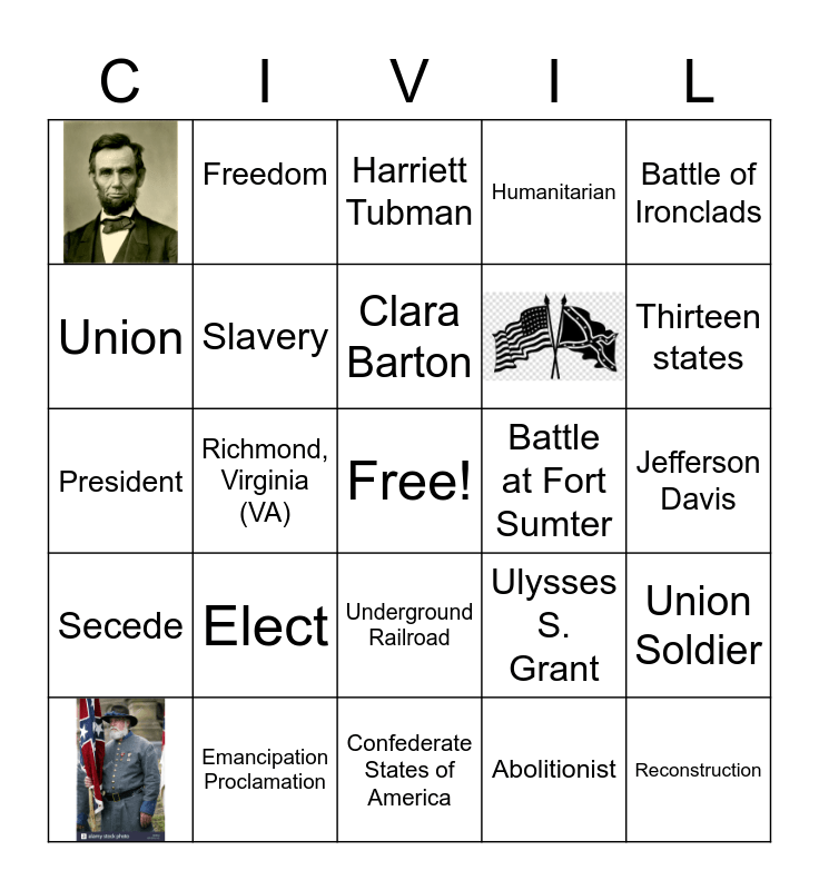 Civil War Bingo Card