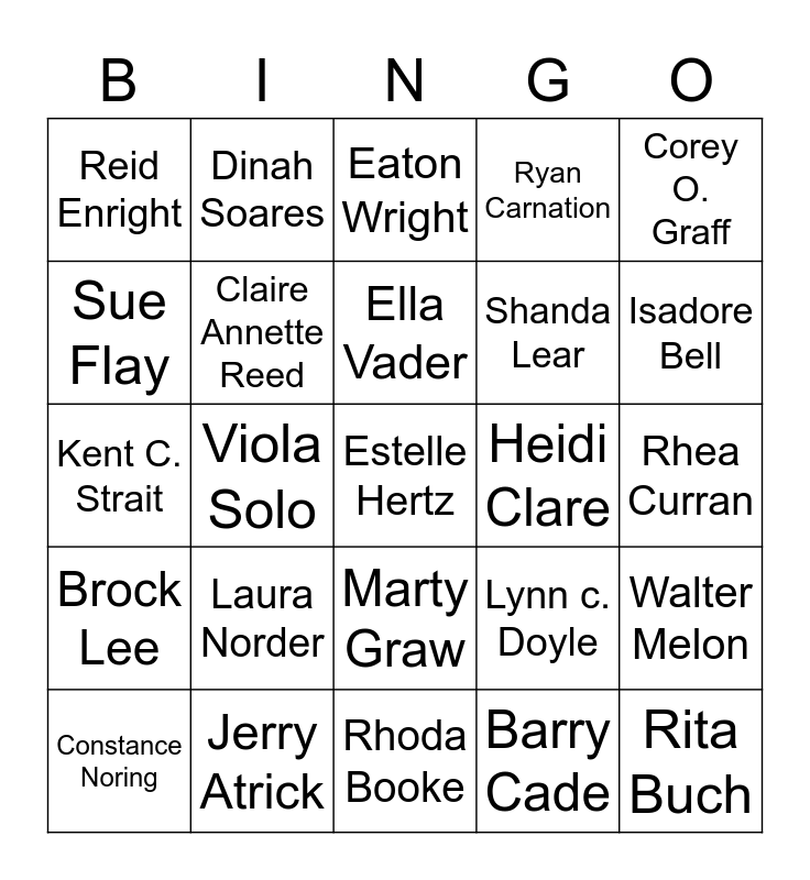 Totally Normal Names Bingo Card Totally Normal Names Bingo Card