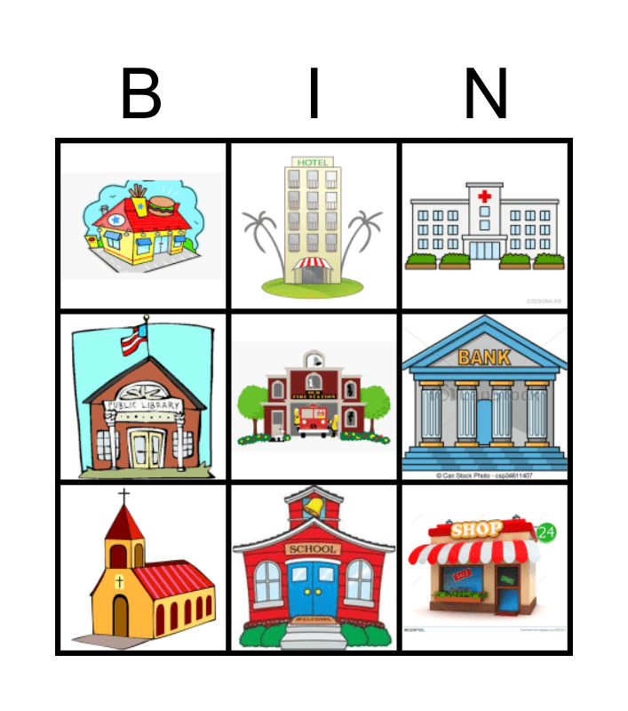 Public Buildings Bingo Card