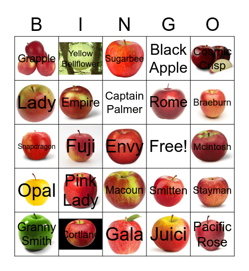 Types of Apple Bingo Card