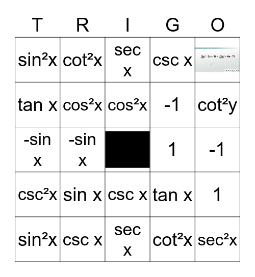 TRIGONOMETRY Bingo Card