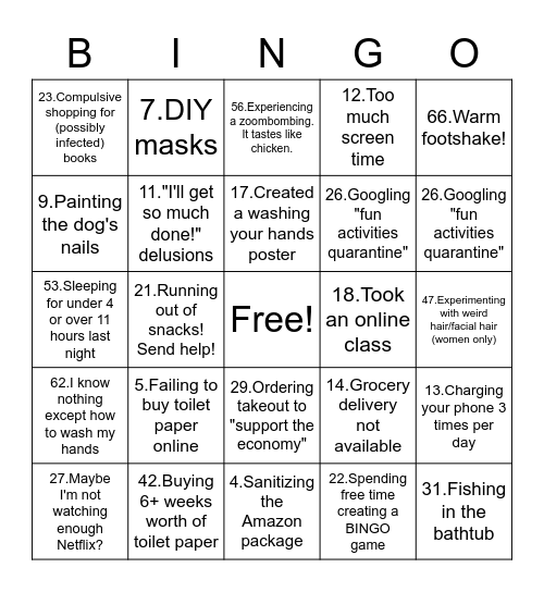 Quarantine Bingo V2 Bingo Card