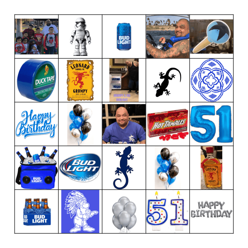 Happy 51st Birthday Grumpy Bingo Card