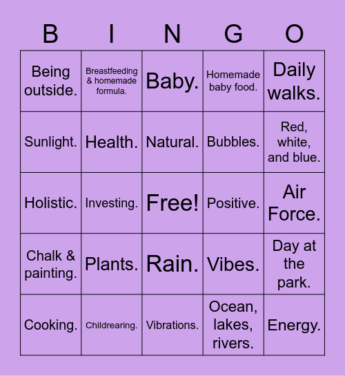 Kayla's Card! Bingo Card