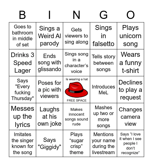 Donavon's NSFW Thursday Show Bingo Card