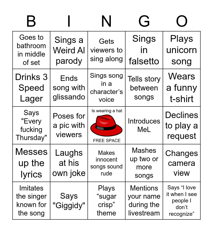Donavon's NSFW Thursday Show Bingo Card