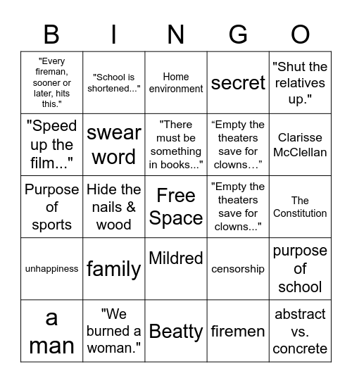 F451 pp. 45-65 Bingo Card