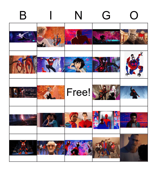 SPIDER MAN: Into the Spider-Verse Bingo Card
