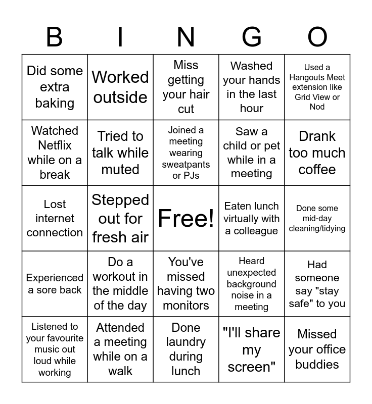 Formal Friday Bingo Card