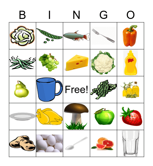 La nourriture Bingo Card