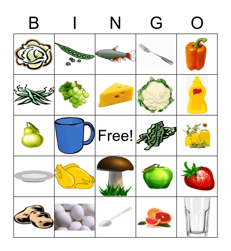 La nourriture Bingo Card