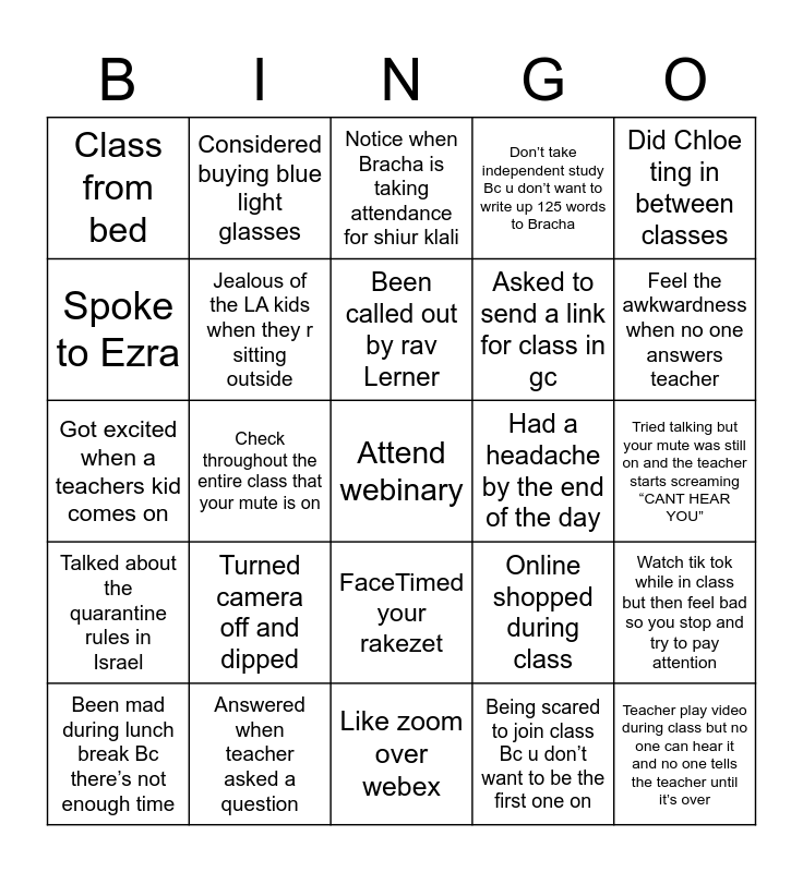 Midmore webinary Bingo Card