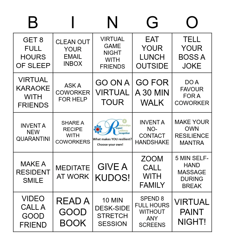 R4 Presents... BRING-IT ON! Resiliency Month Bingo Challenge Bingo Card