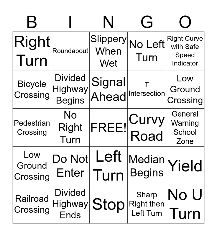 Signs Bingo Card