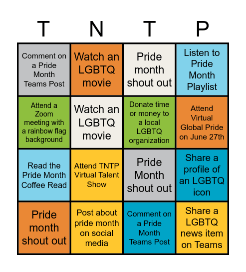 PRIDE MONTH BINGO! Bingo Card