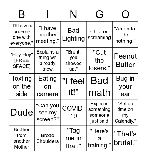 Zoom Bingo Card