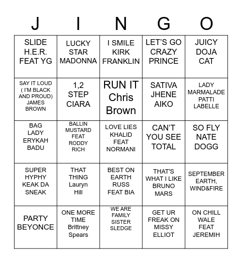 JINGO Bingo Card