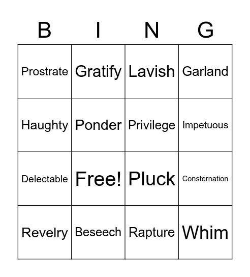 7th - Wordly Wise Unit 7 Bingo Card