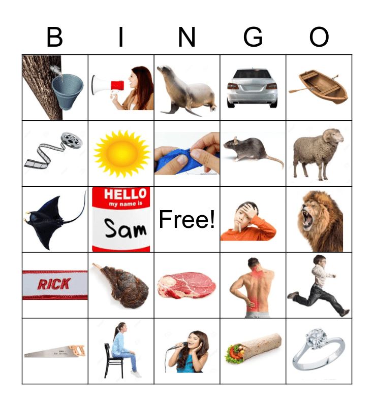 Initial S and R Bingo Card