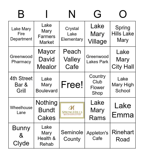 Lake Mary Bingo! Bingo Card