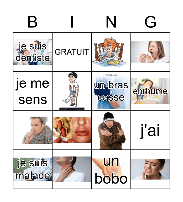 la santé Bingo Card