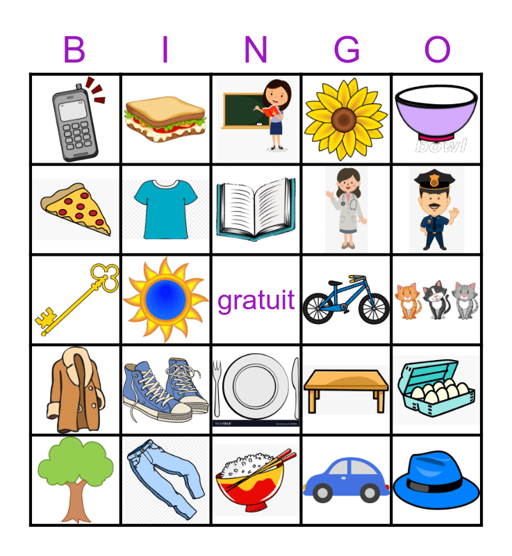 Vocab bingo Card