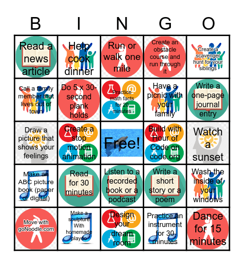 Quarantine Challenge Bingo Card