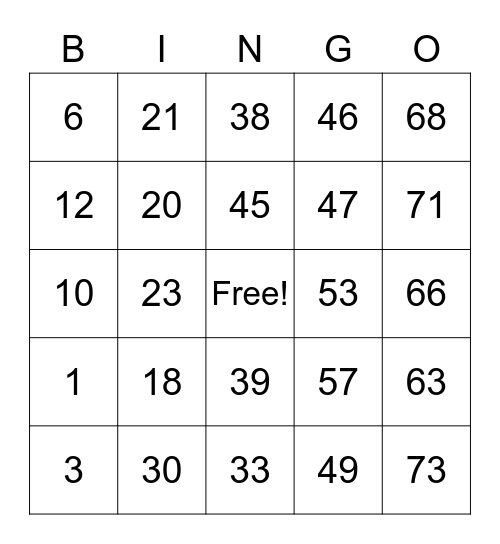 BEE EYE EN GEE OH Bingo Card