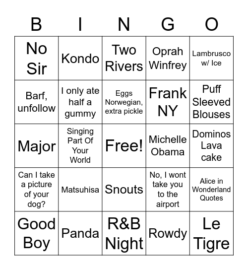 JAMIE TURNS 40 Bingo Card