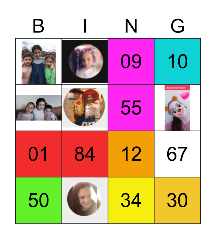 cousin pictures bingo Card