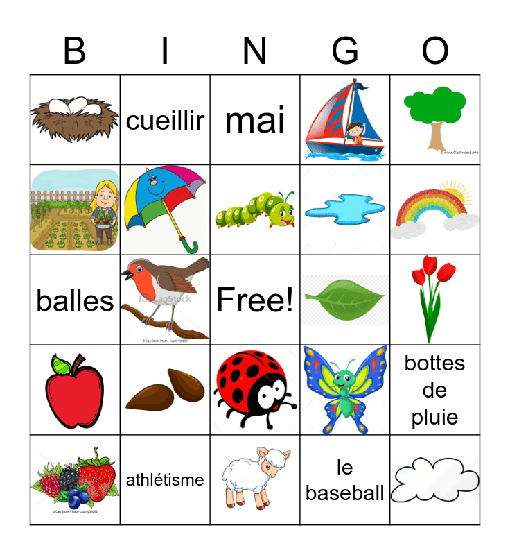 Le printemps Bingo Card