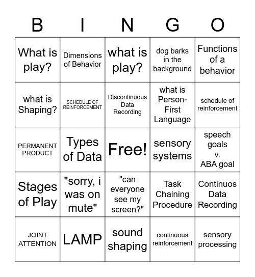 ESC ABA TEAM Bingo Card