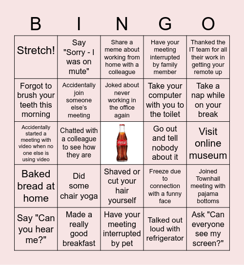 Remote Work Bingo - Glorious Team Bingo Card