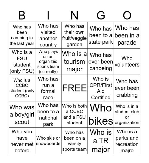 Find Someone... Bingo Card