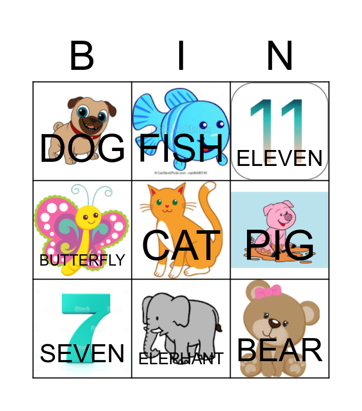 Play BINGO: animals + numers kids Online | BingoBaker