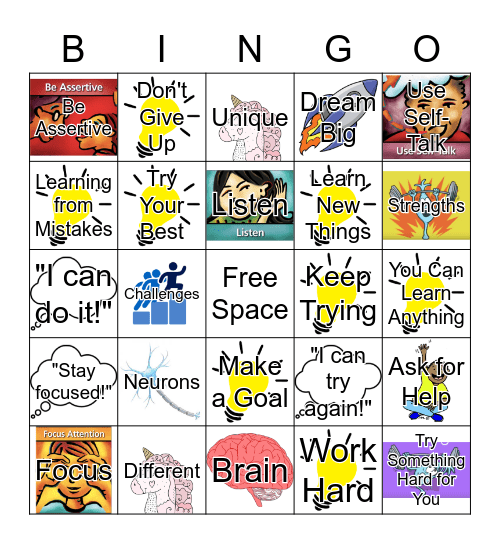Growth Mindset Bingo Card