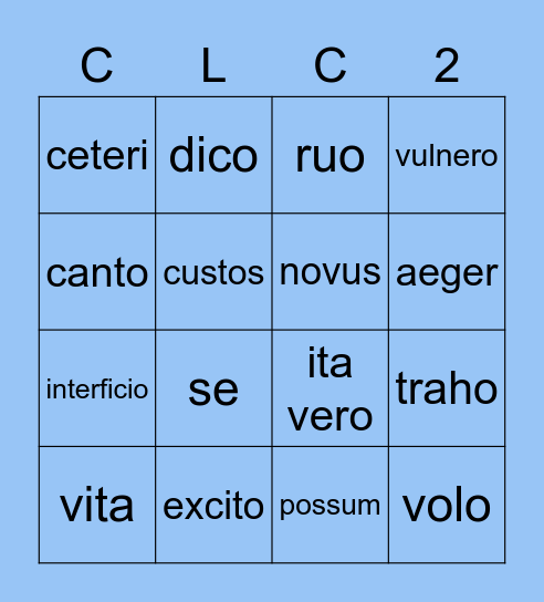Cambridge Latin Course Stage 13 Bingo Card